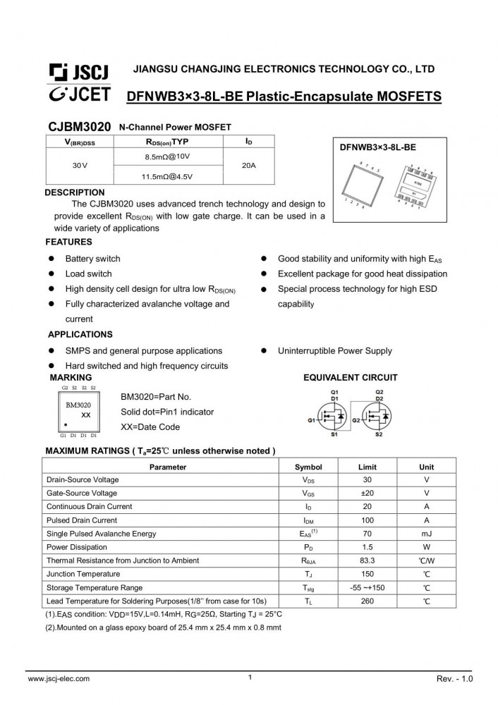 CJBM3020 datasheet page 1