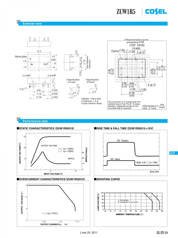 Cosel ZUW series datasheet page 2