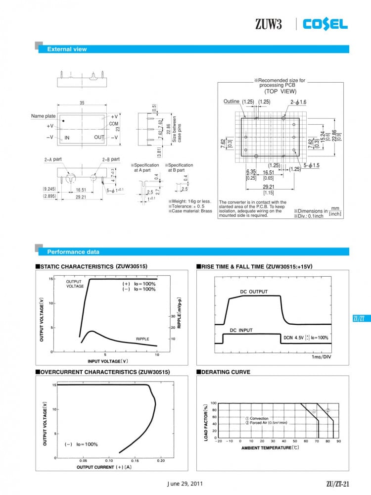 Cosel ZUW series datasheet page 4