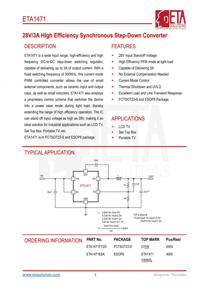 ETA1471 datasheet page 1
