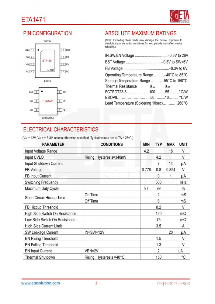 ETA1471 datasheet page 2
