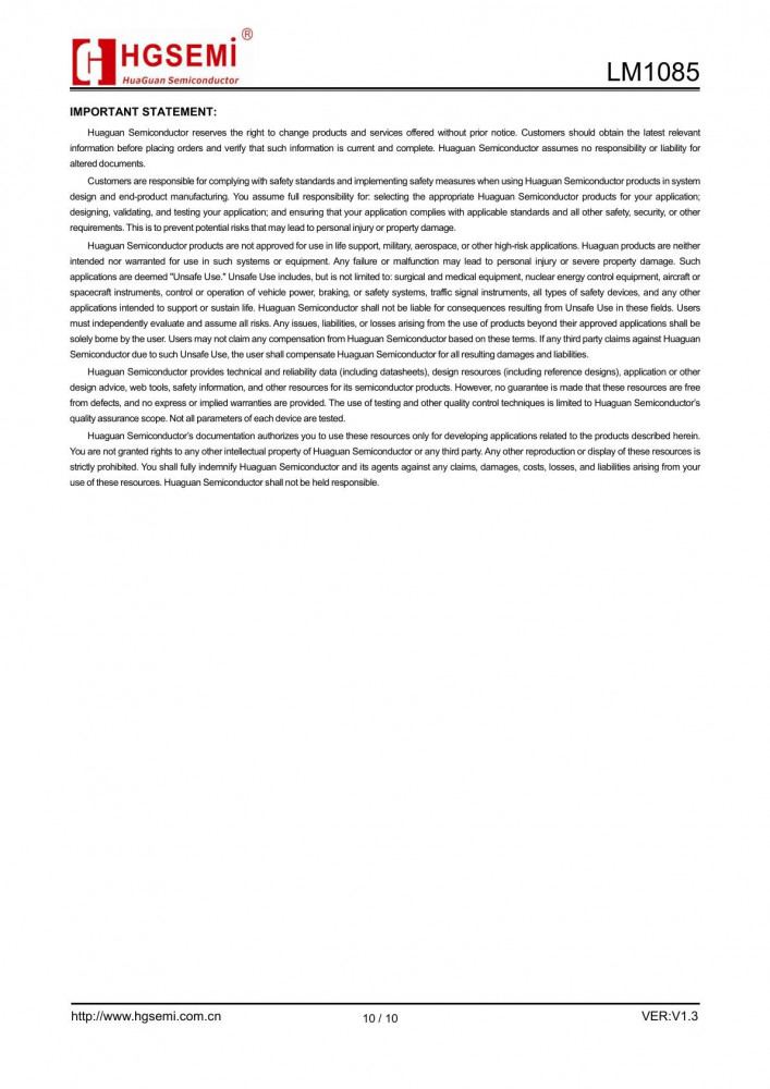 HGSEMI LM1085 datasheet page 10