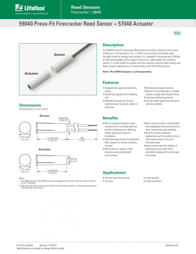Littelfuse 59040 datasheet page 1