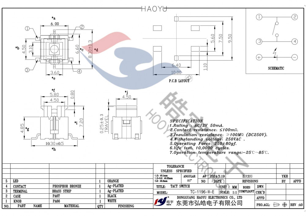 TC-1196-W-E technical drawing page