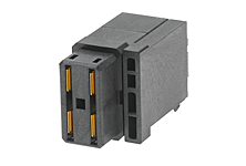 Impact 4 Pair, Right-Angle Power Receptacle, Left Hold-Down, Press-Fit, LCP, Glass Filled UL94-V0, Black, Tray Packaging, Lead-Free