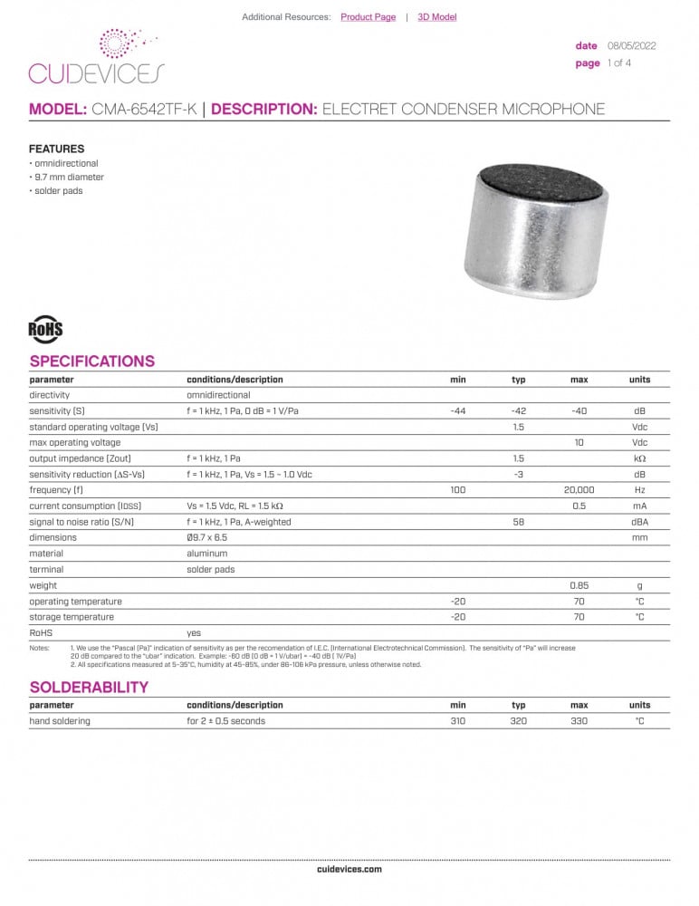 CMA-6542TF-K datasheet page 1