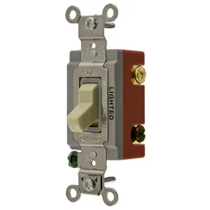 Extra Heavy Duty Industrial Grade, Toggle Switches, General Purpose AC, Single Pole Double Throw Center Off, 15A 120/277V AC Toggle