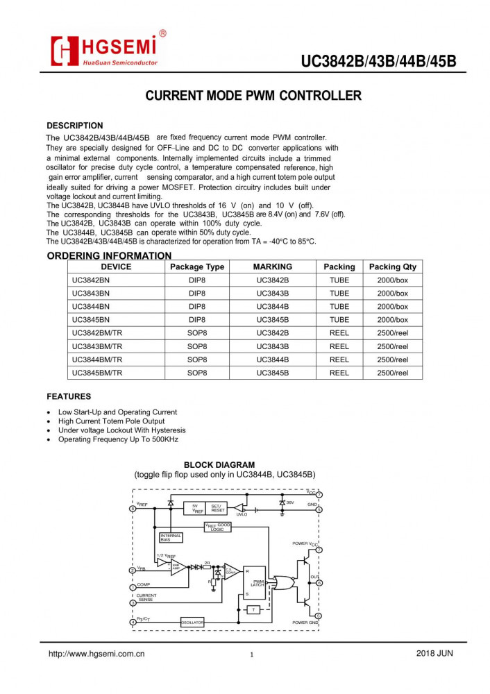 UC3845BM/TR datasheet page 1