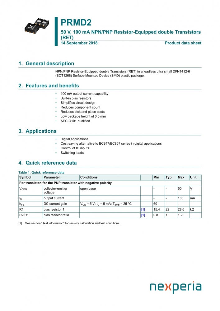PRMD2Z technical document page 1