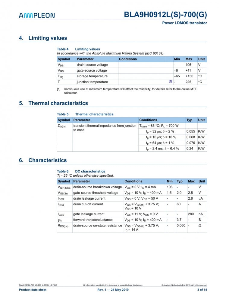 BLA9H0912LS-700GU datasheet page 3