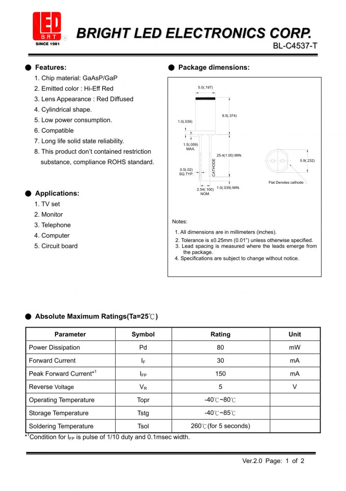 BL-C4537-T datasheet page 1