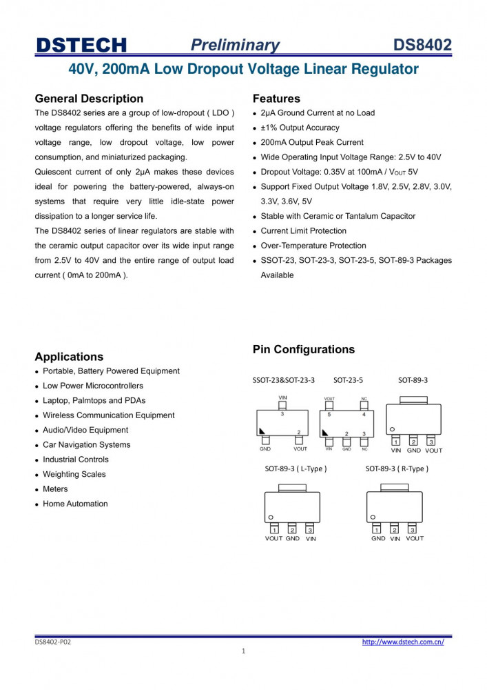 DS8402 datasheet page 1