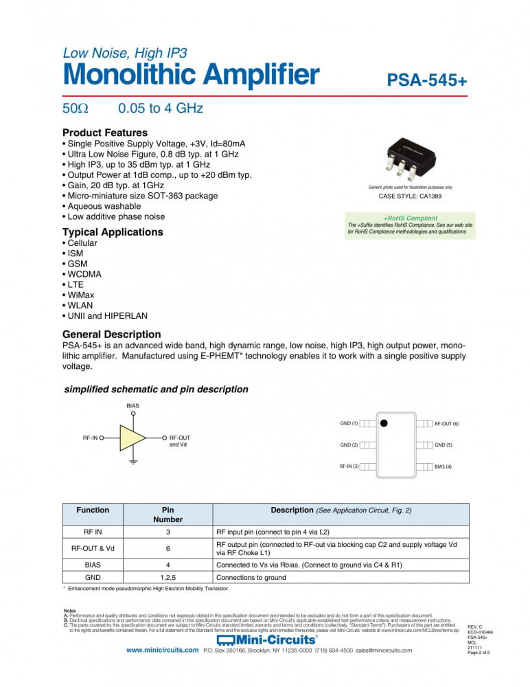 PSA-545+ datasheet page 2