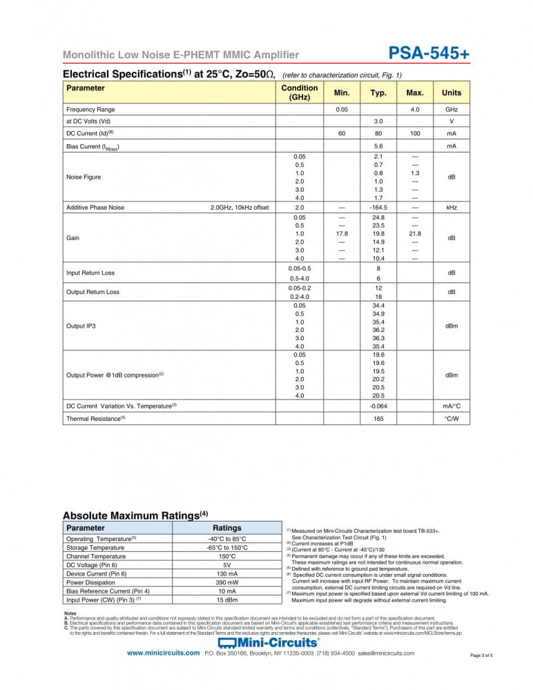 PSA-545+ datasheet page 3
