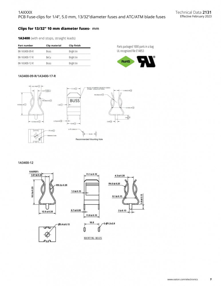 EATON 1AXXXX fuse clips document page 7