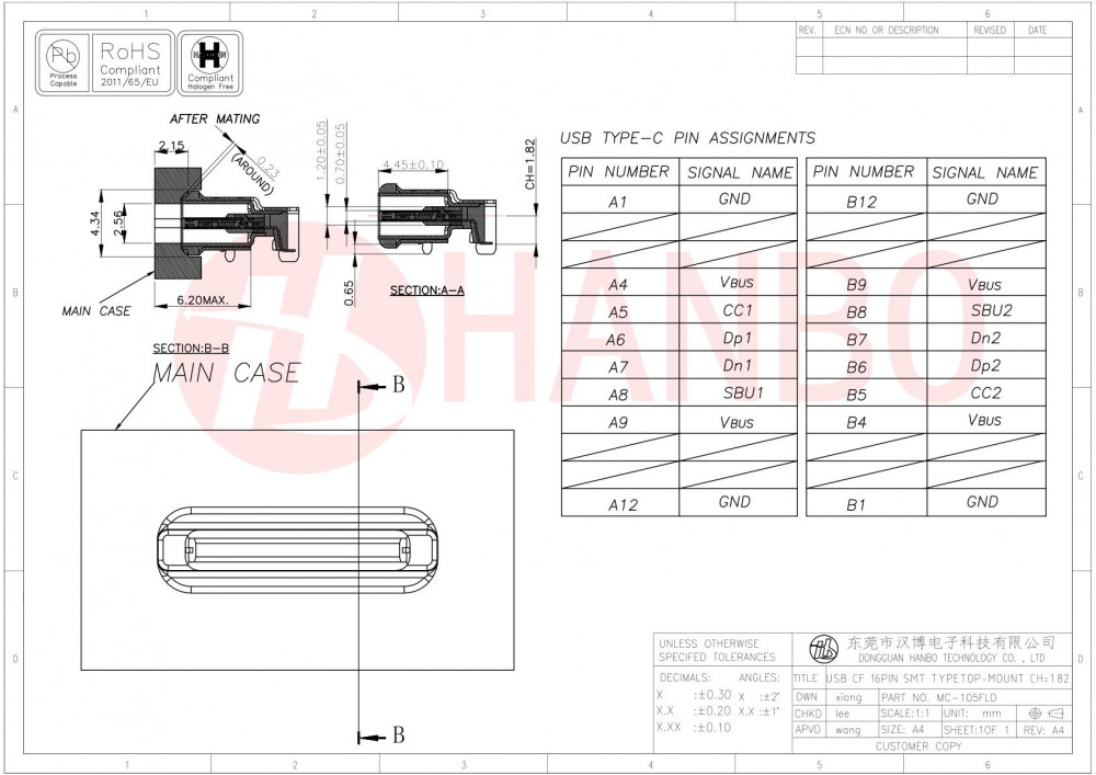 MC-105FLD pin assignment page
