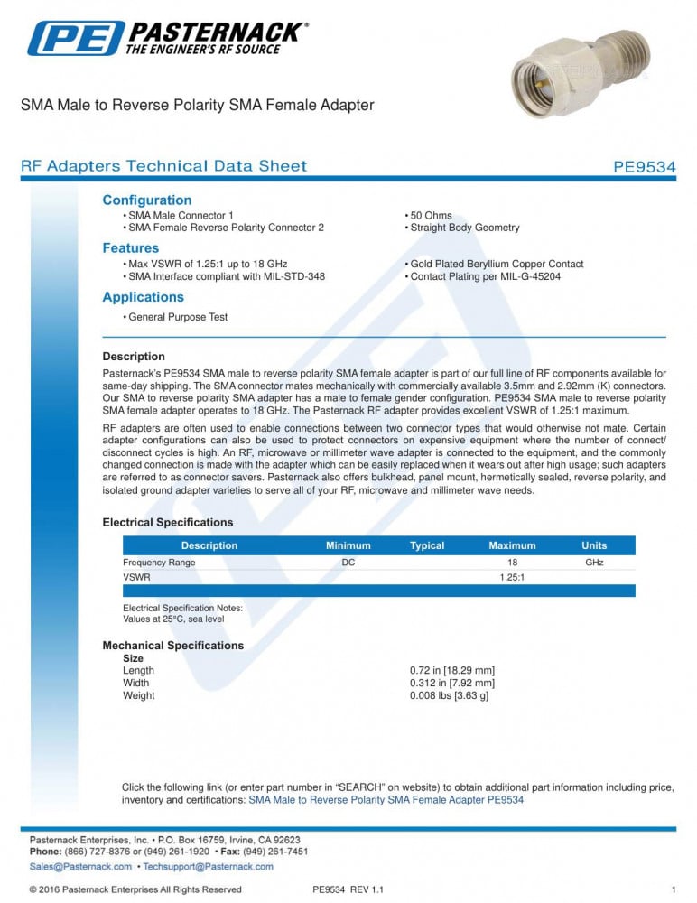 PE9534 technical document page 1