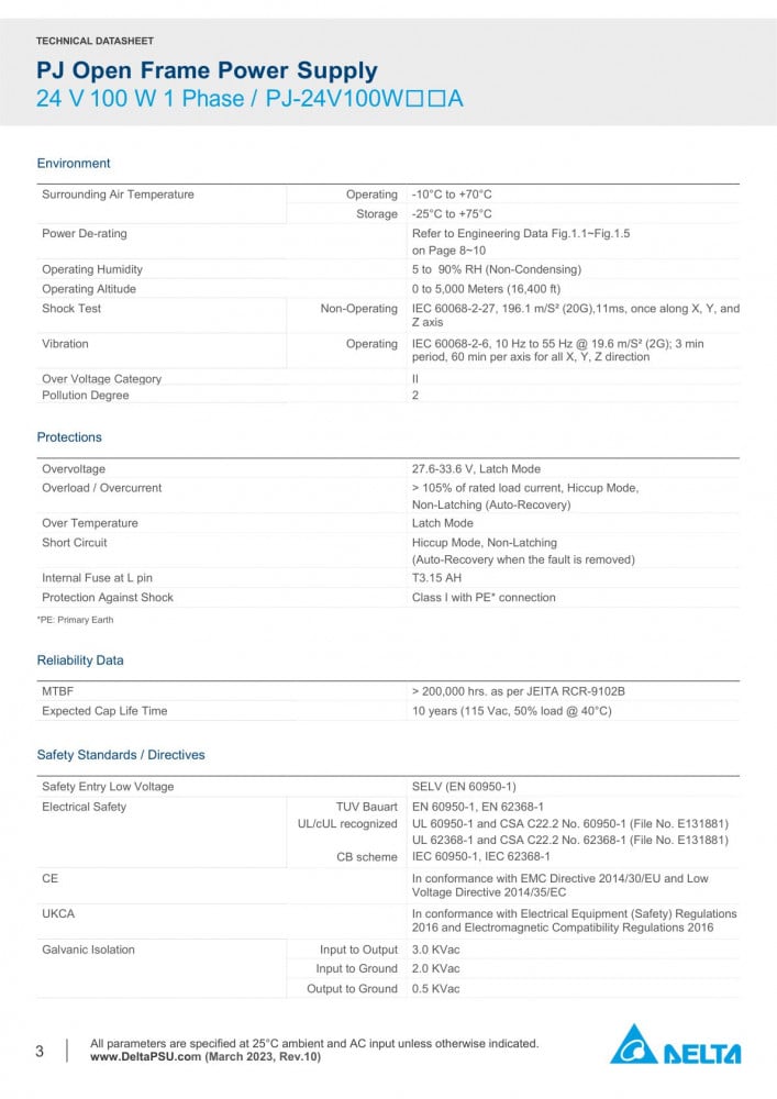 DELTA PJ datasheet page 3