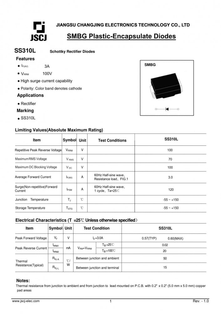 SS310L datasheet page 1