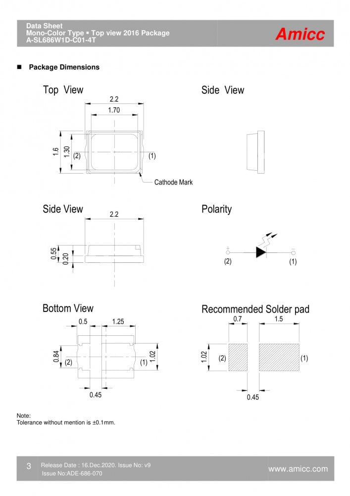 A-SL686W1D-C01-4T datasheet page 3