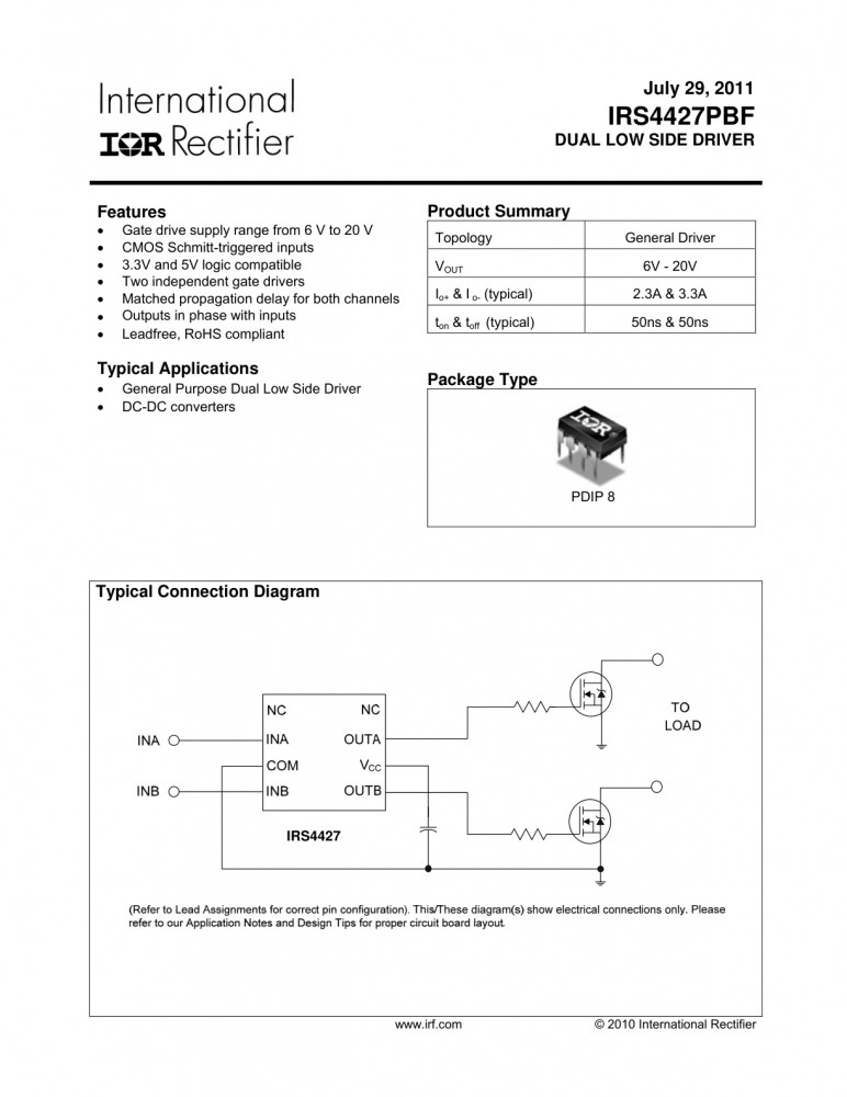 IRS4427PBF datasheet page 1