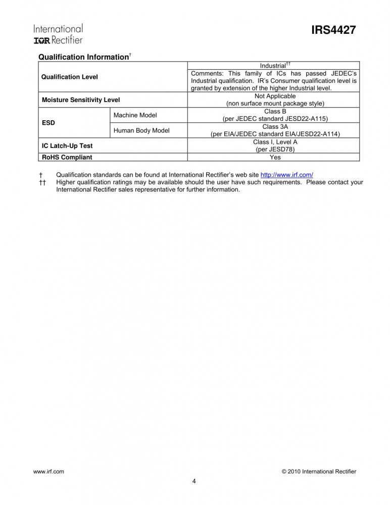 IRS4427PBF datasheet page 4