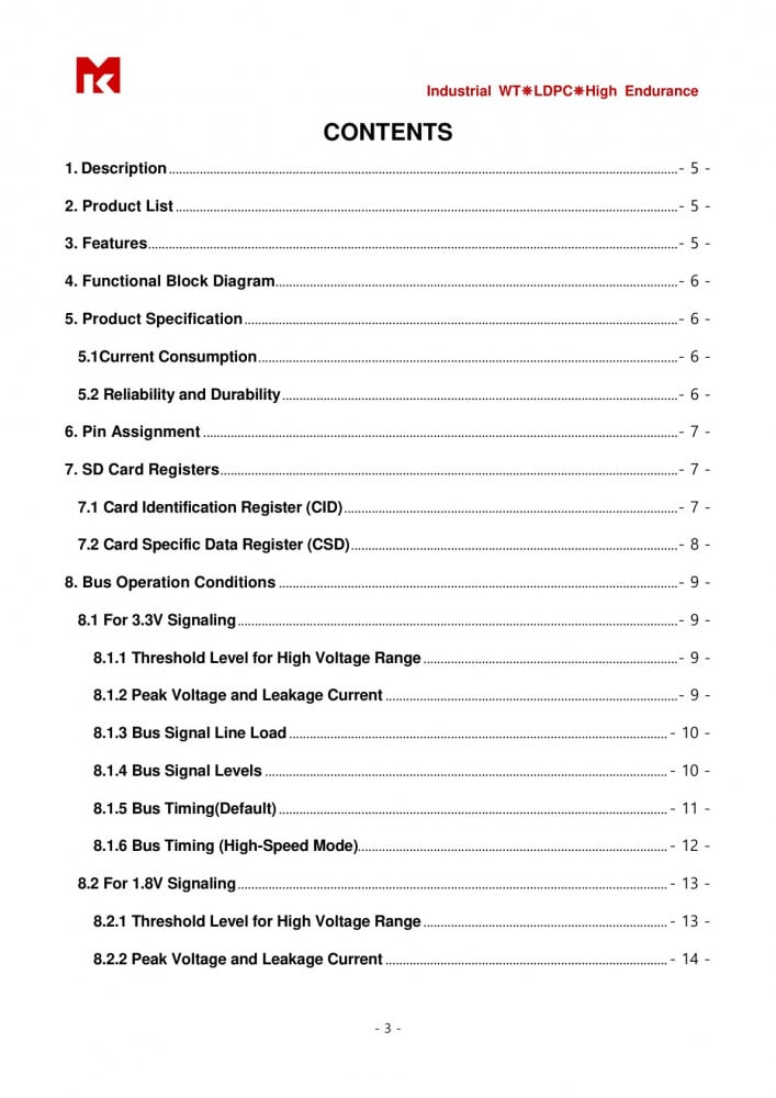 MK MicroSD datasheet page 3