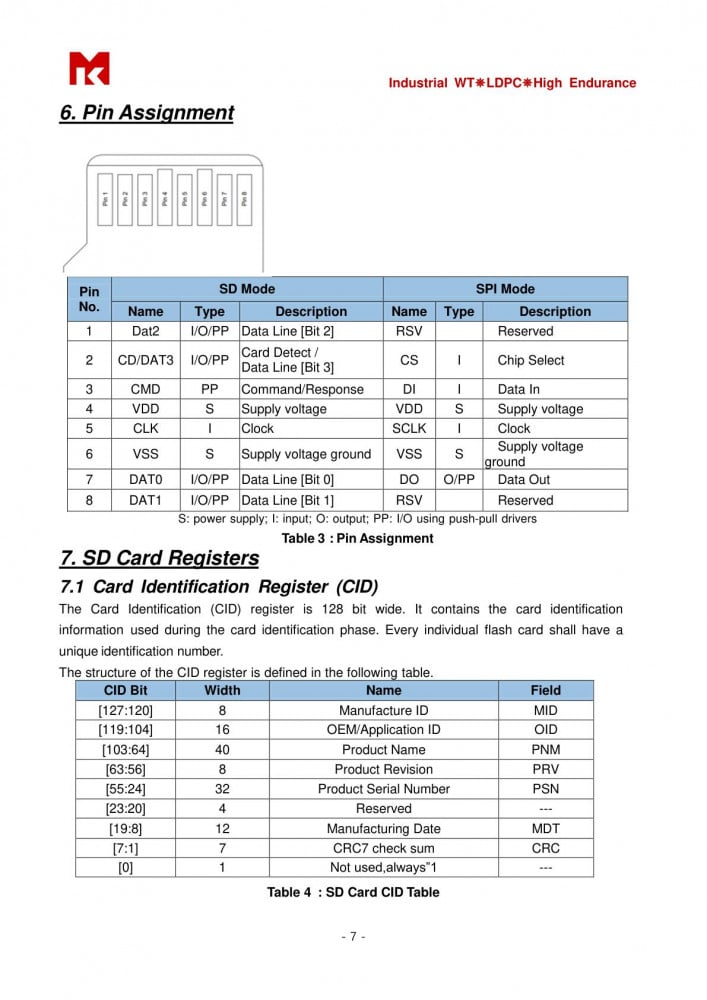 MK MicroSD datasheet page 7