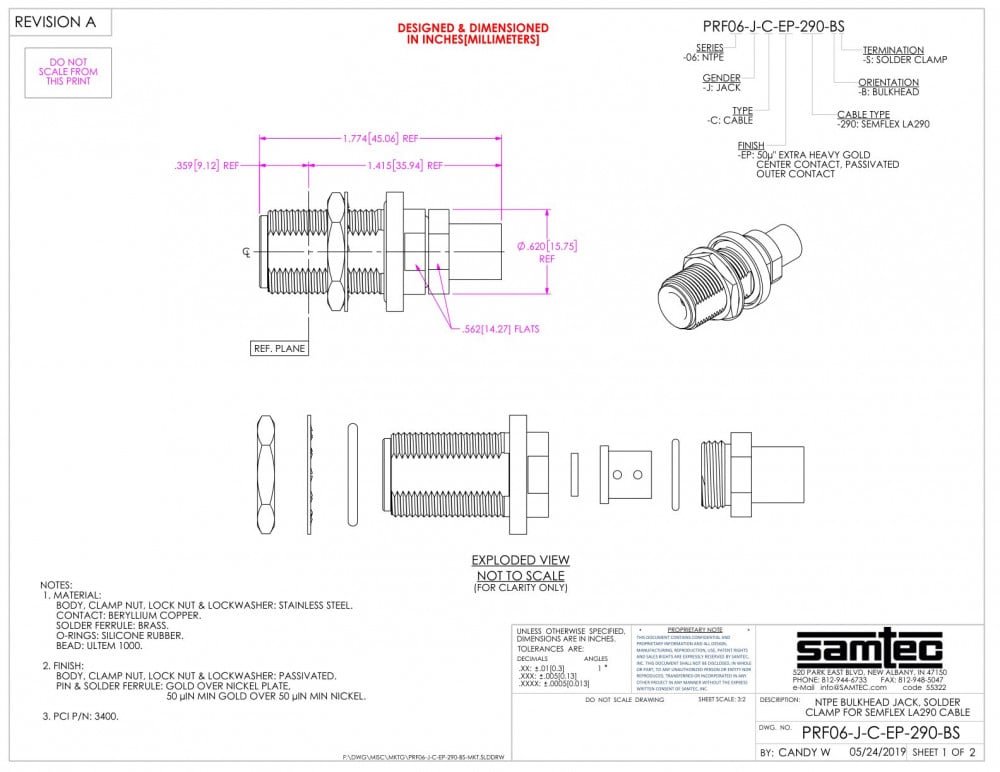 Samtec PRF06-J-C-EP-290-BS drawing page 1