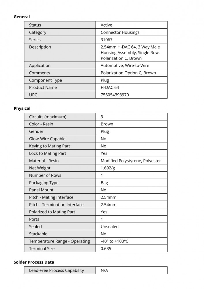 Technical document image 2 for MOLEX 310671042