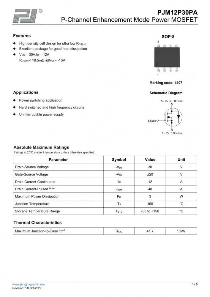 PJM12P30PA datasheet page 1