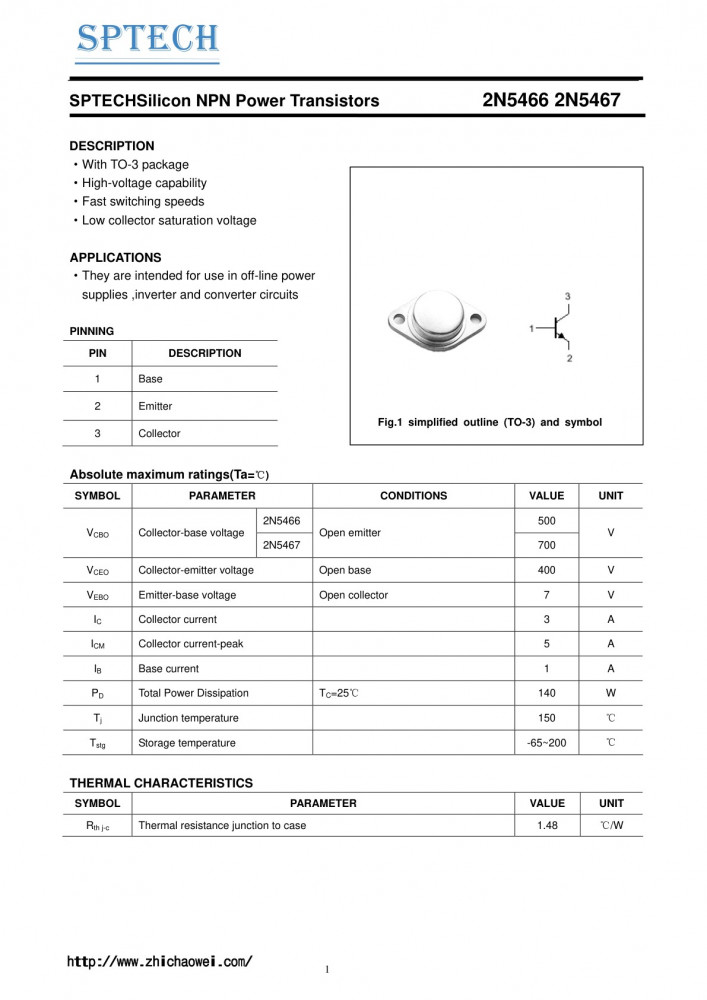 2N5466 SPTECH datasheet page 1