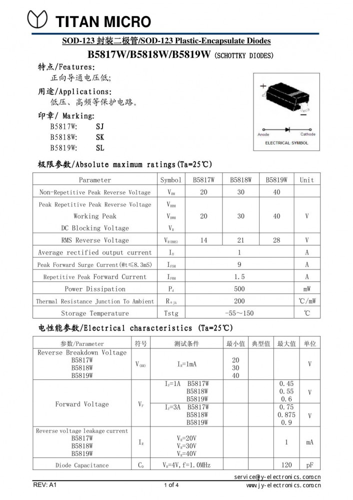 B5819WX datasheet page 1