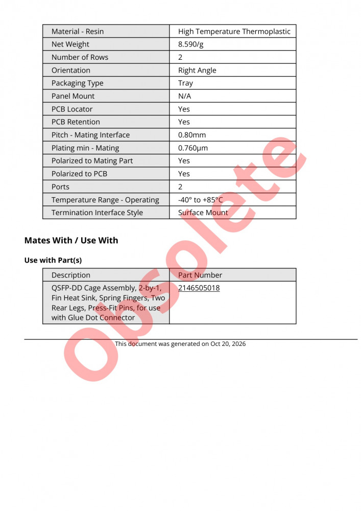 Technical document page 3 for MOLEX 2162520003