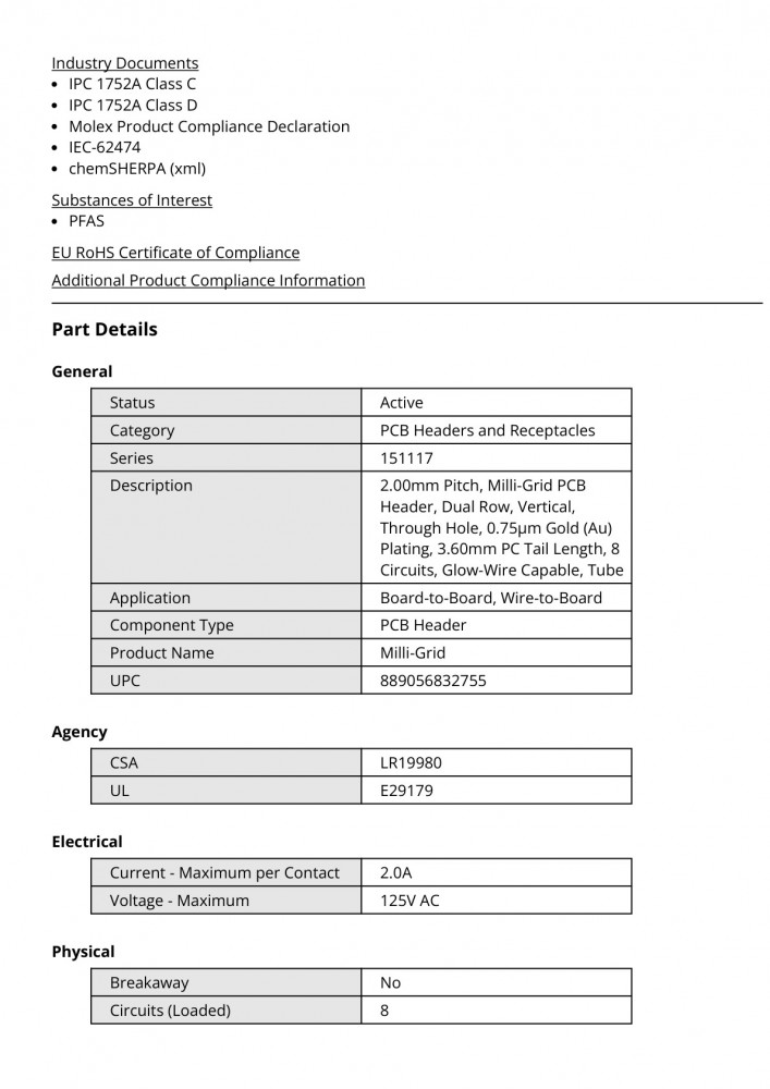 MOLEX 151117 product specification page 2
