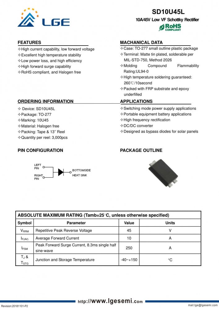 SD10U45L datasheet page 1