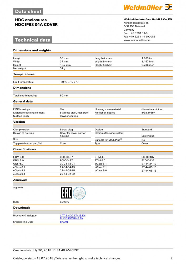 HDC IP68 04A COVER product documentation image 2