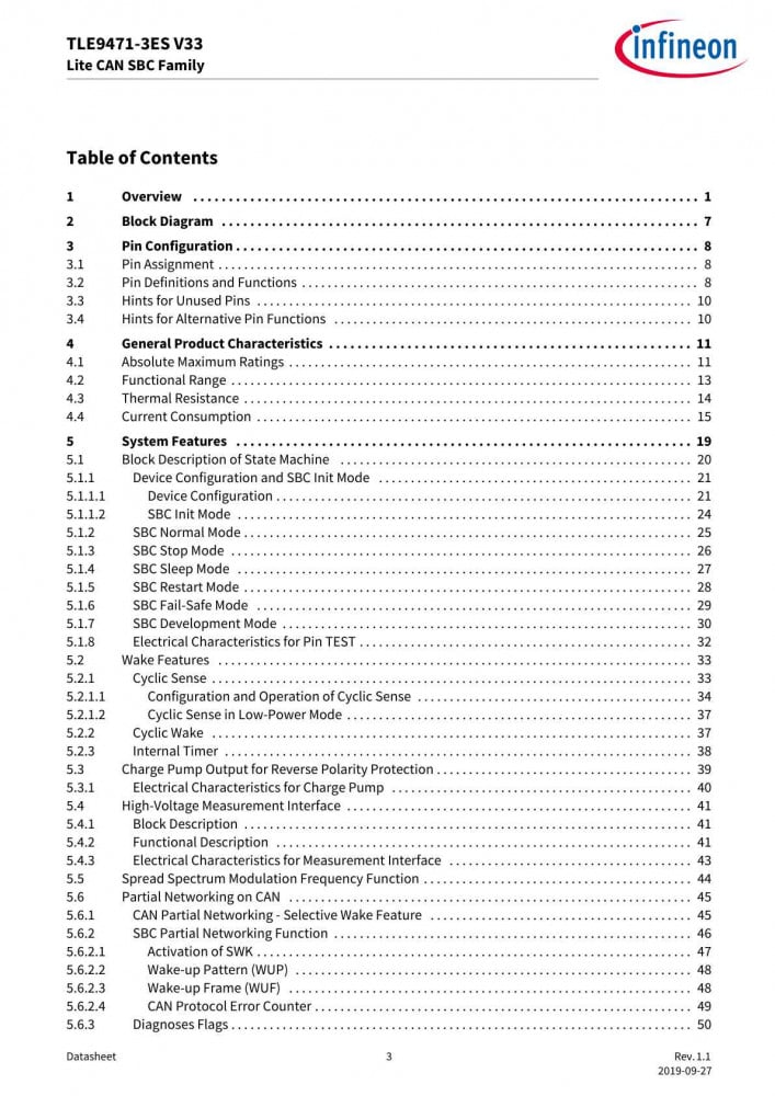 TLE94713ESV33XUMA1 datasheet page 3