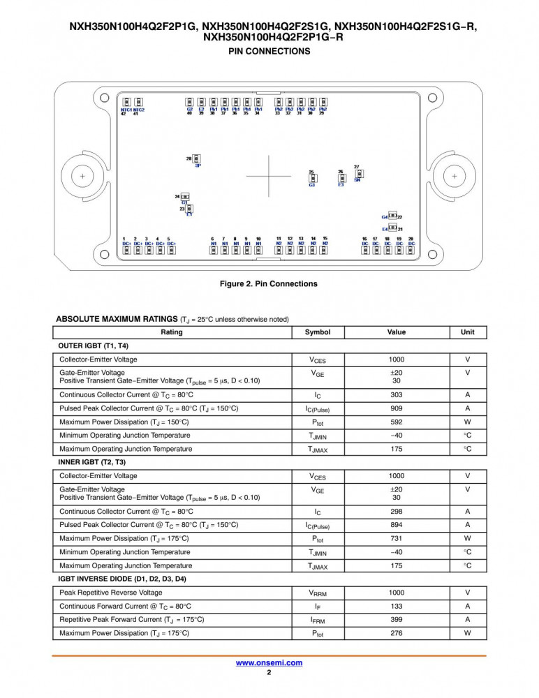 NXH350N100H4Q2F2S1G datasheet page 2