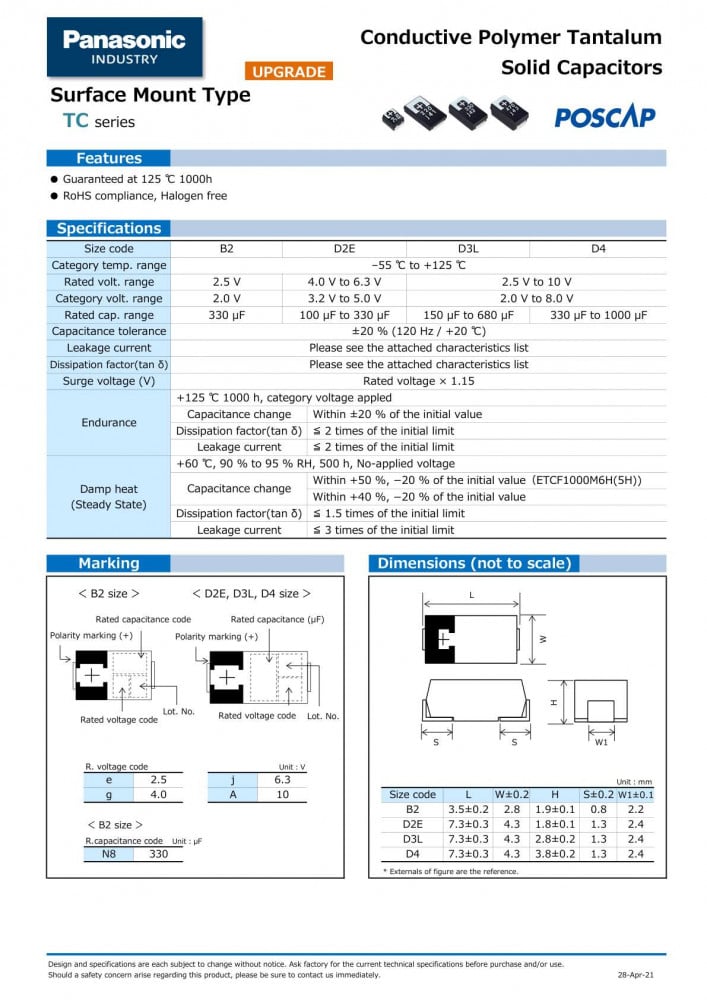 PANASONIC POSCAP technical document page 1