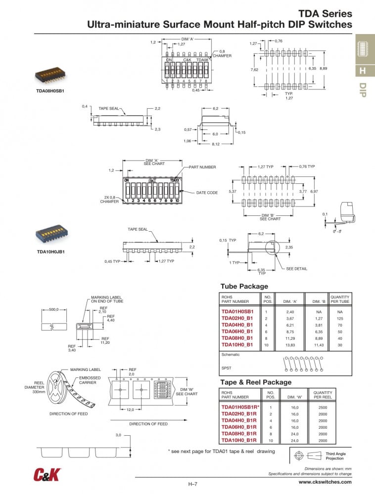 C&K TDA series datasheet page 2