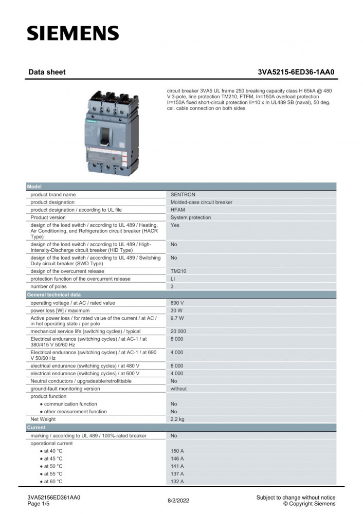 3VA5215-6ED36-1AA0 technical document page 1