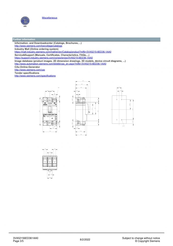 3VA5215-6ED36-1AA0 technical document page 3