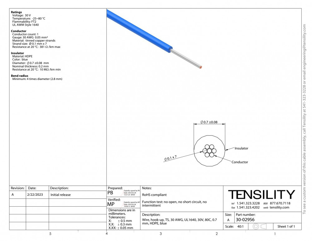 Tensility International 30-02956 technical drawing page