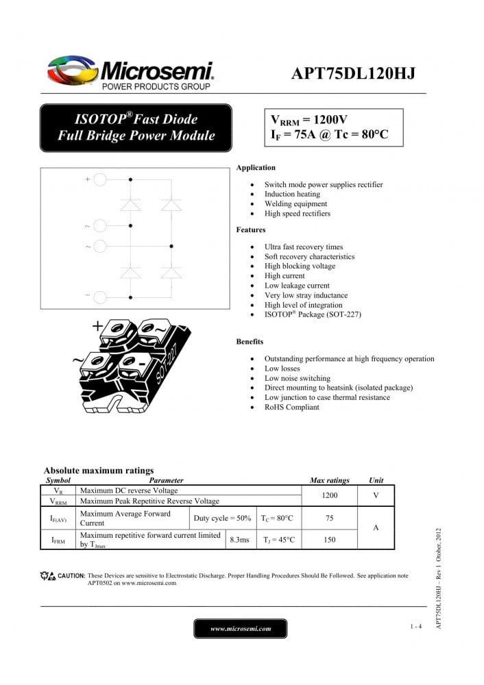 APT75DL120HJ datasheet page 1
