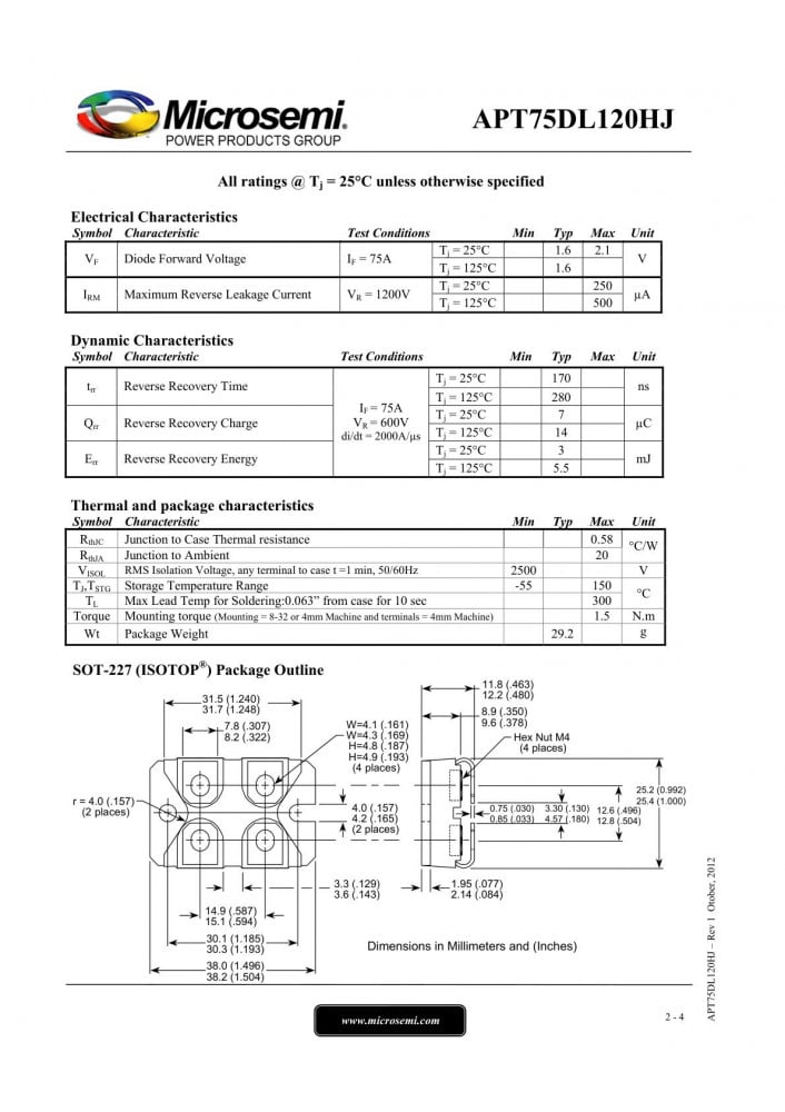 APT75DL120HJ datasheet page 2