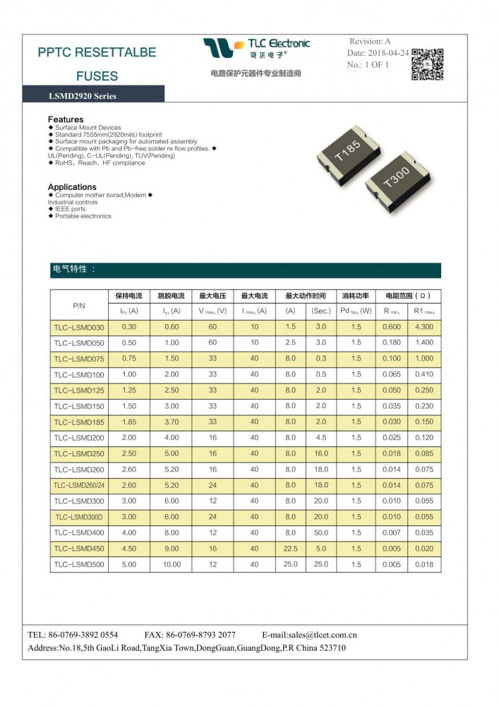 TLC LSMD2920 datasheet page 1