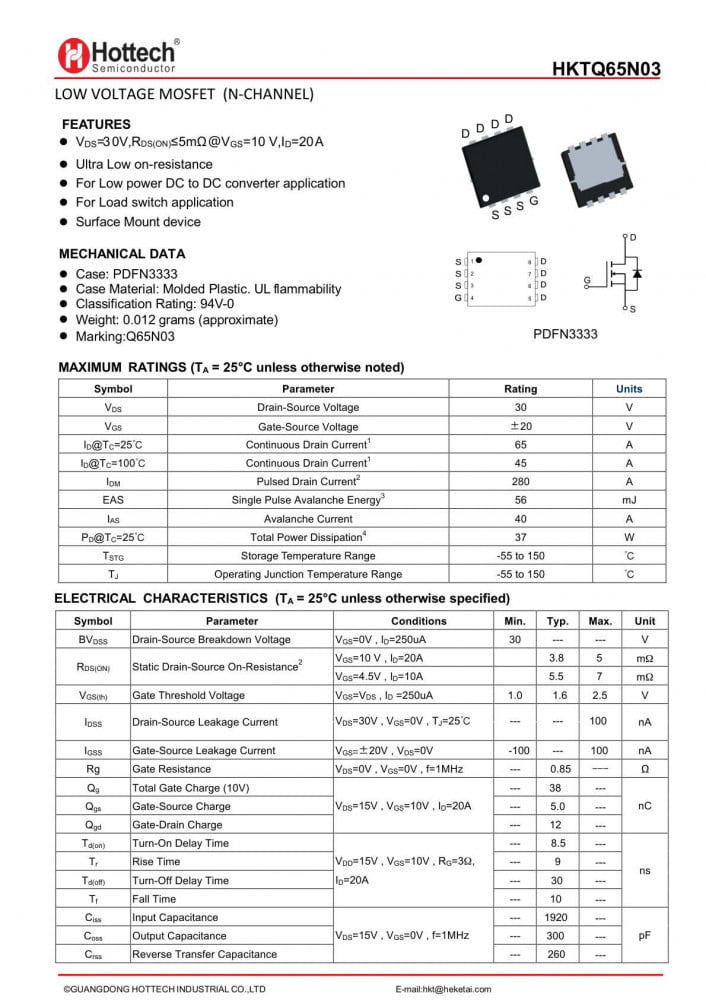 HKTQ65N03 datasheet page 1