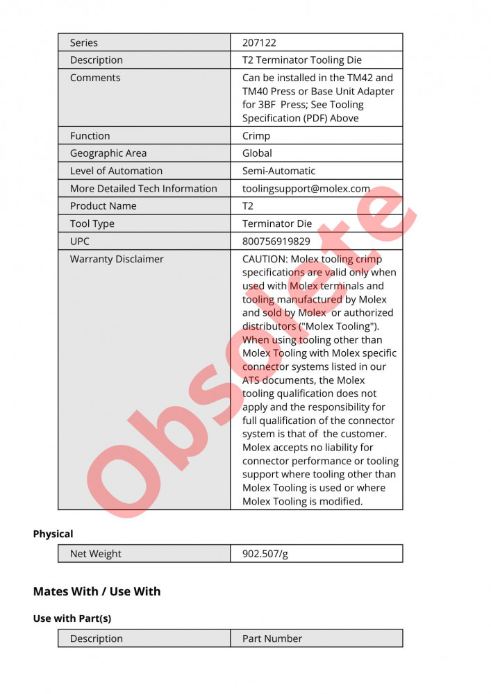 Molex tooling document page 2