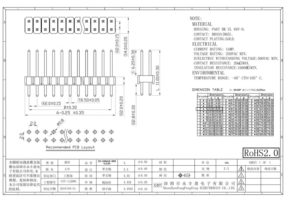 CST CS-1126WS-2X5(L11.0) technical drawing